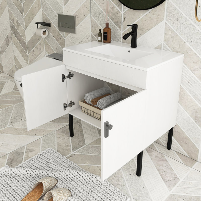 Ebern Designs Danazia 30'' Single Bathroom Vanity with Ceramic Top | Wayfair